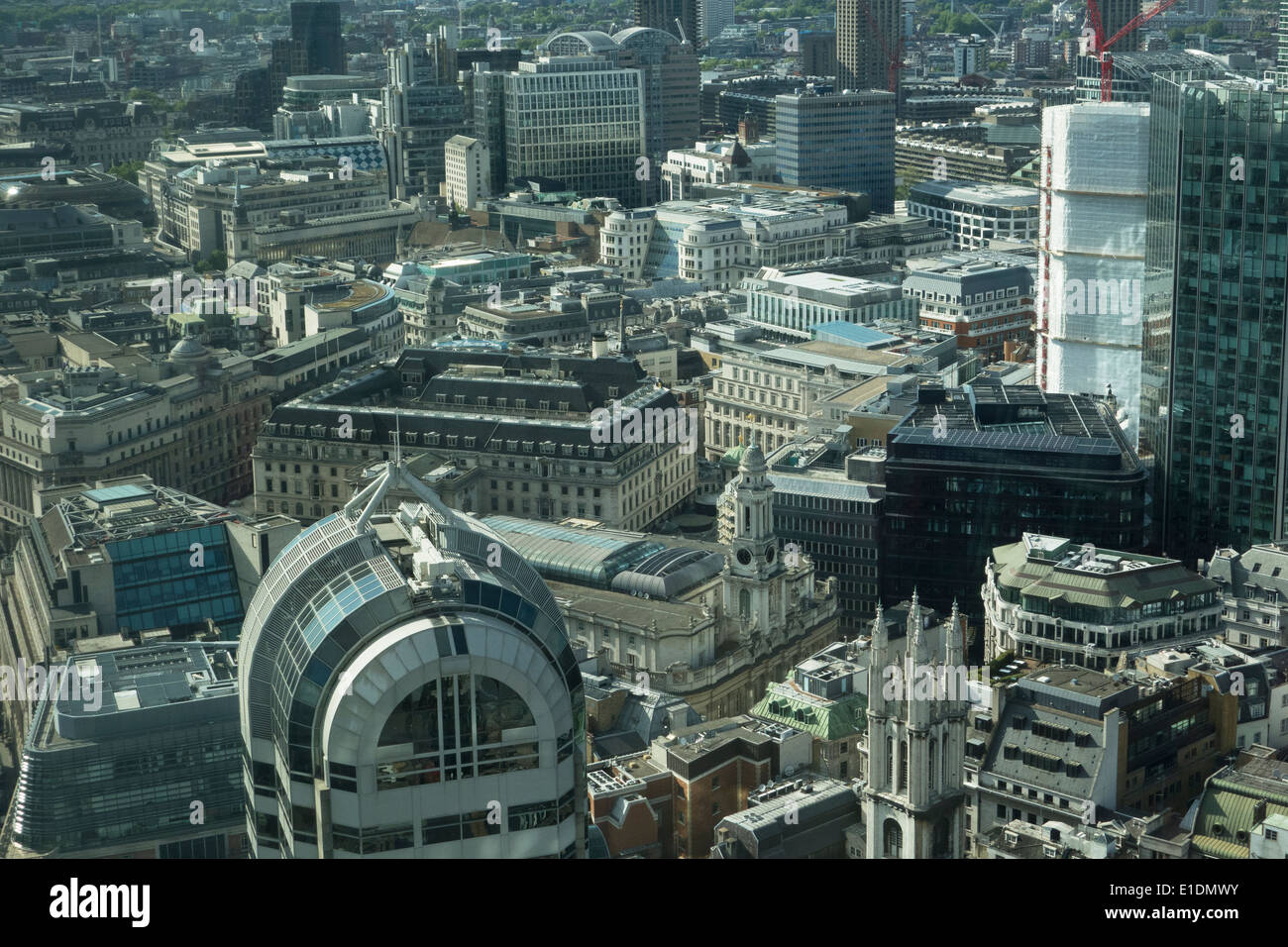 Central London aerial view of the Office buildings in City of London ...