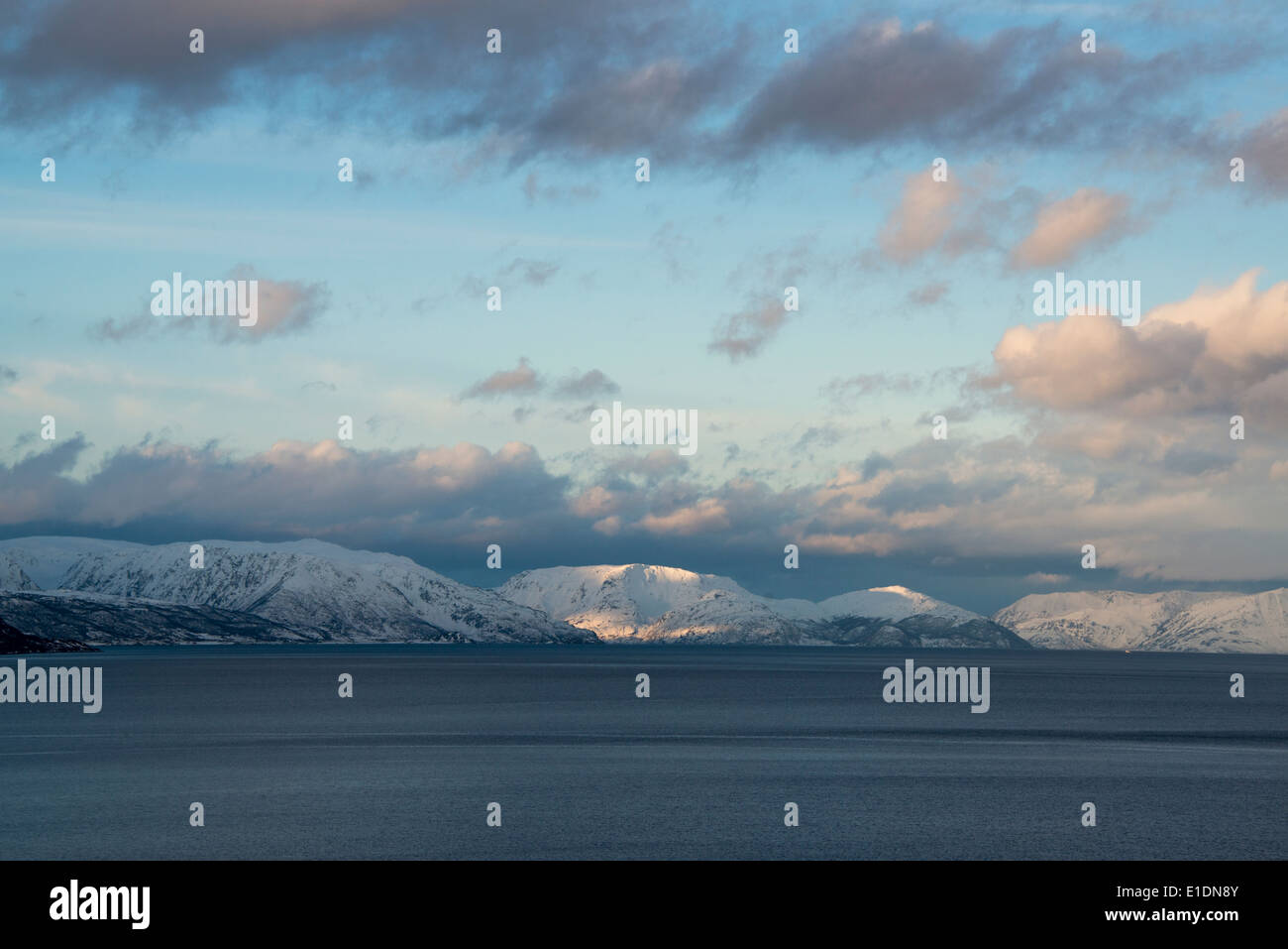Snow-covered mountain, Altafjord Norway Stock Photo - Alamy