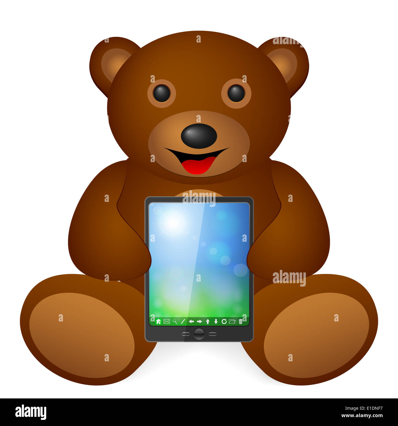 Teddy bear tablet on a white background. Vector illustration Stock ...
