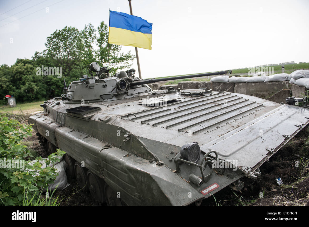 BMP-2 amphibious infantry fighting vehicle on check point near ...