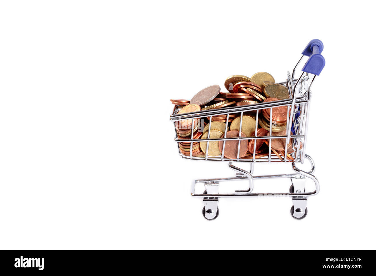 shopping cart with some coins inside Stock Photo - Alamy
