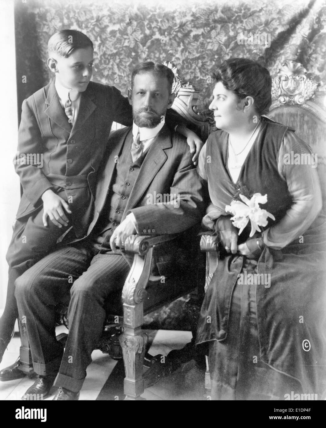 President Mario Menocal, of Cuba, seated, facing front, with his wife ...