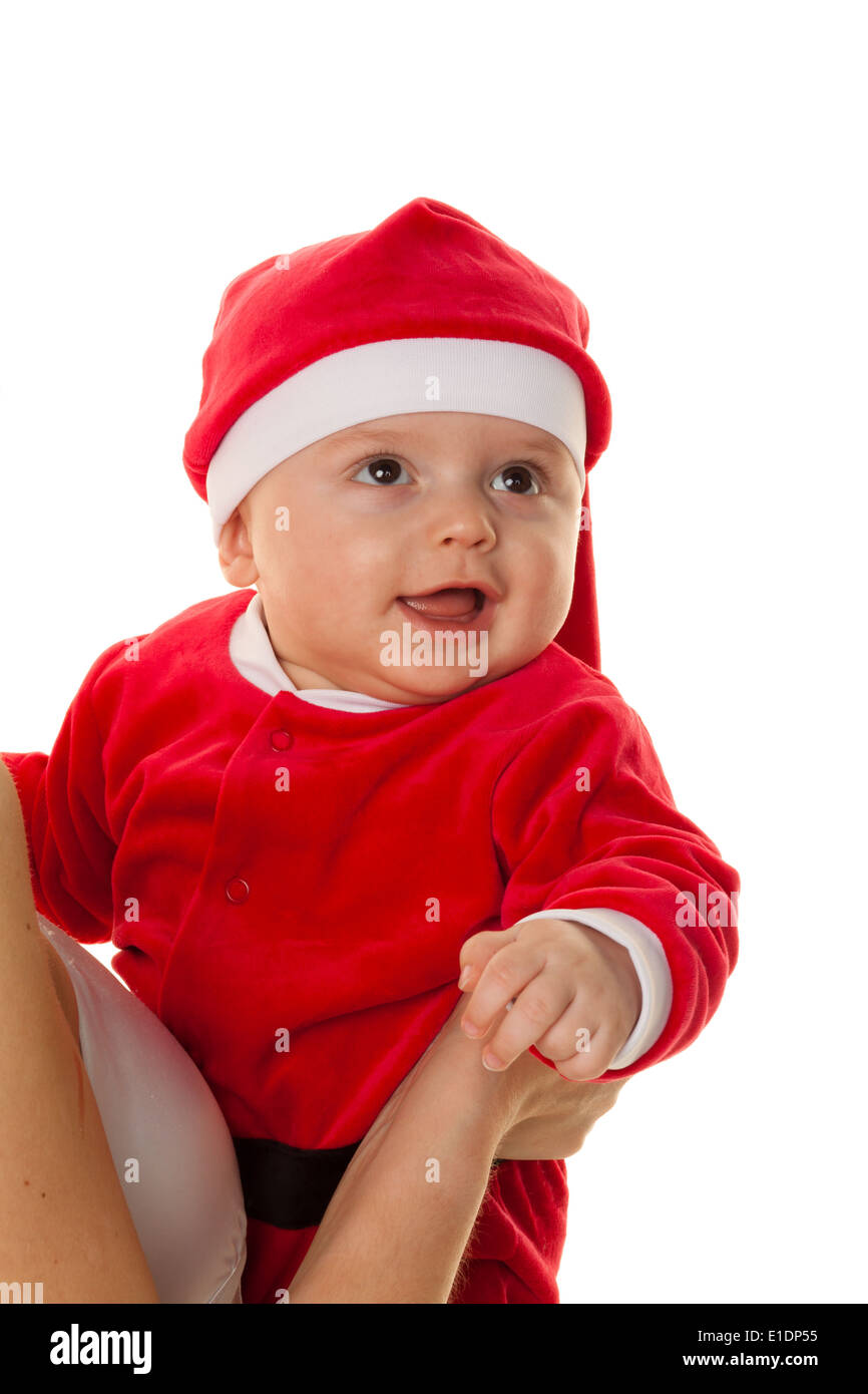 Little baby dressed as Santa Claus. Infant as Santa Claus Stock Photo ...