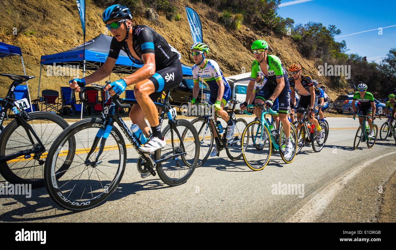 Professional cyclists at the Amgen Tour of California, Santa Monica ...