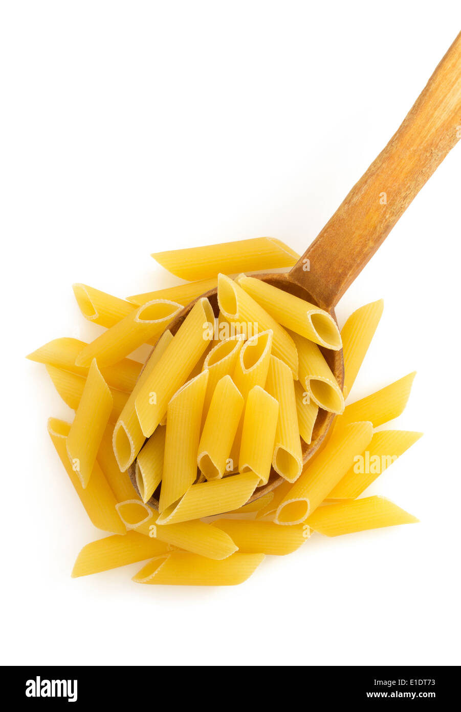 pasta Penne in spoon isolated on white background Stock Photo - Alamy