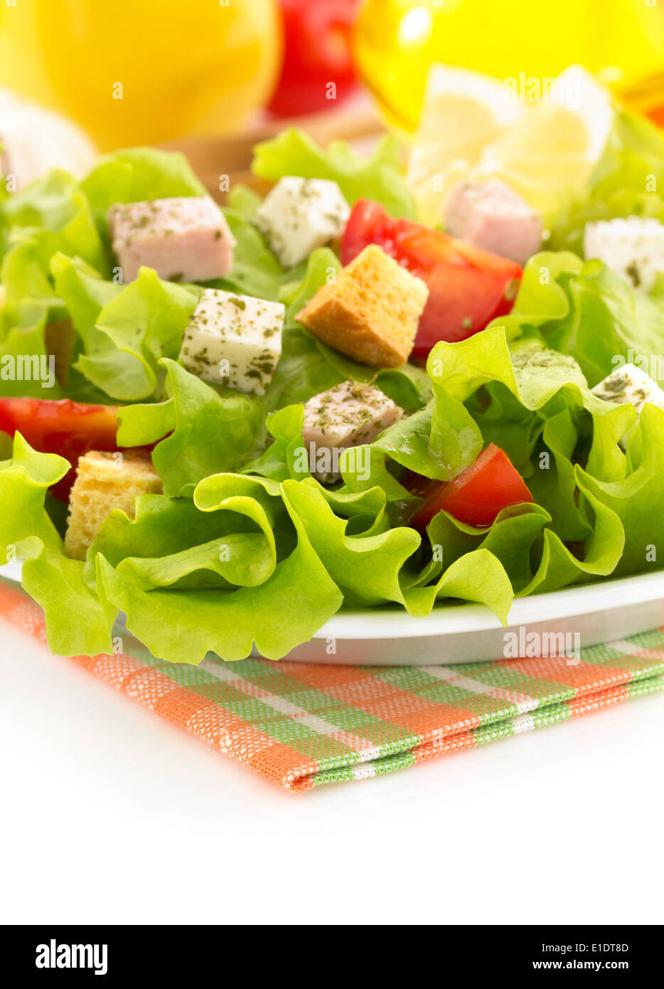 salad in plate isolated on white background Stock Photo - Alamy