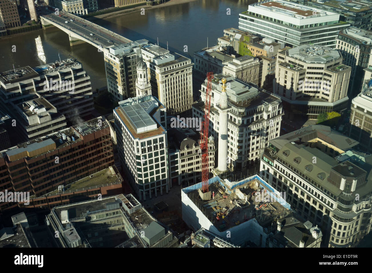 Central London aerial view of the Office buildings in City of London ...