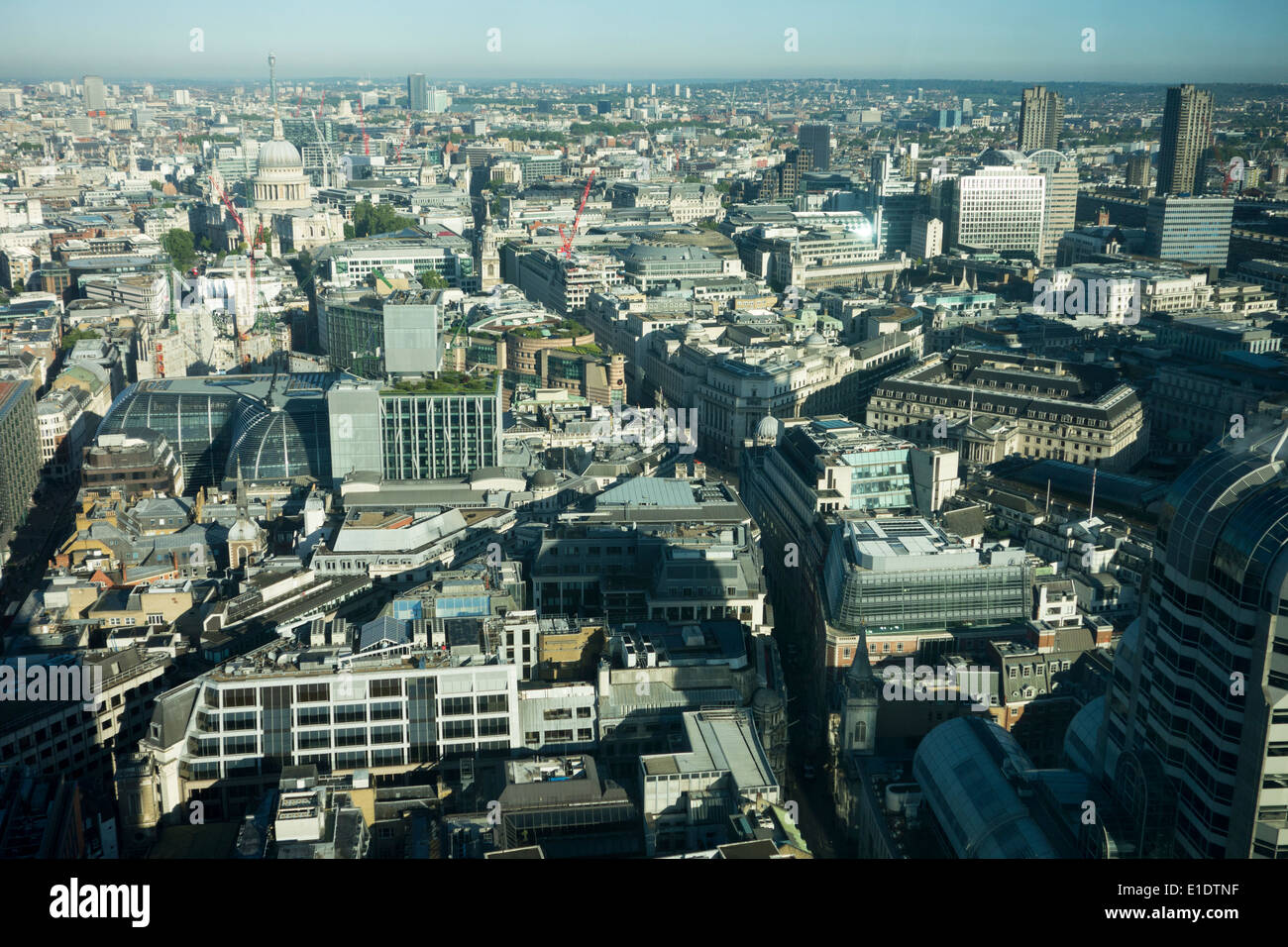 Central London aerial view of the City of London, Bank station and St ...