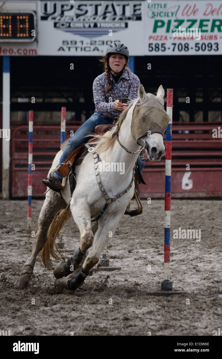 Young teenager girls compete in Pole Event at Rodeo Stock Photo - Alamy