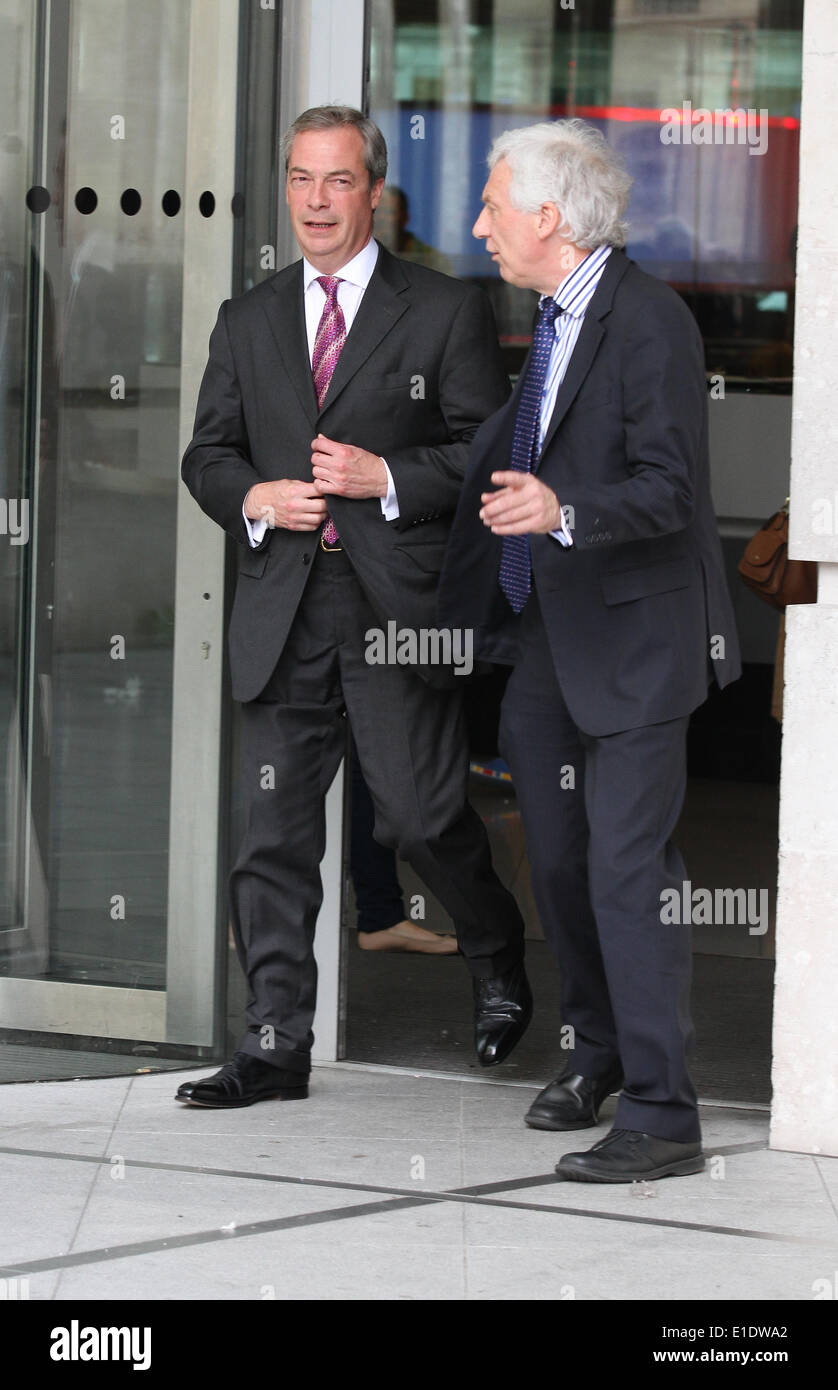 London, UK, 1st June 2014. Nigel Farage arrives for the BBC Andrew Marr ...