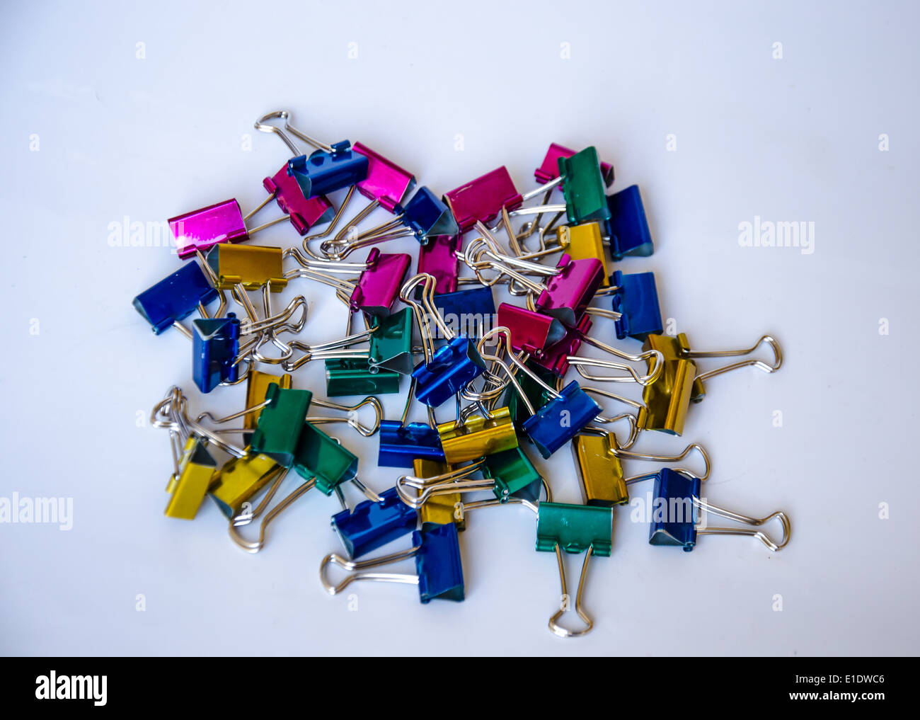 colorful of metal paper clip on white background Stock Photo - Alamy