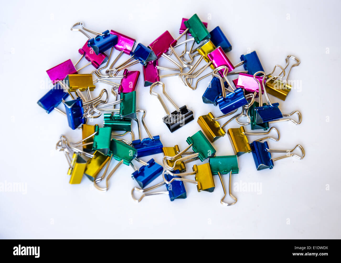 colorful of metal paper clip on white background Stock Photo - Alamy