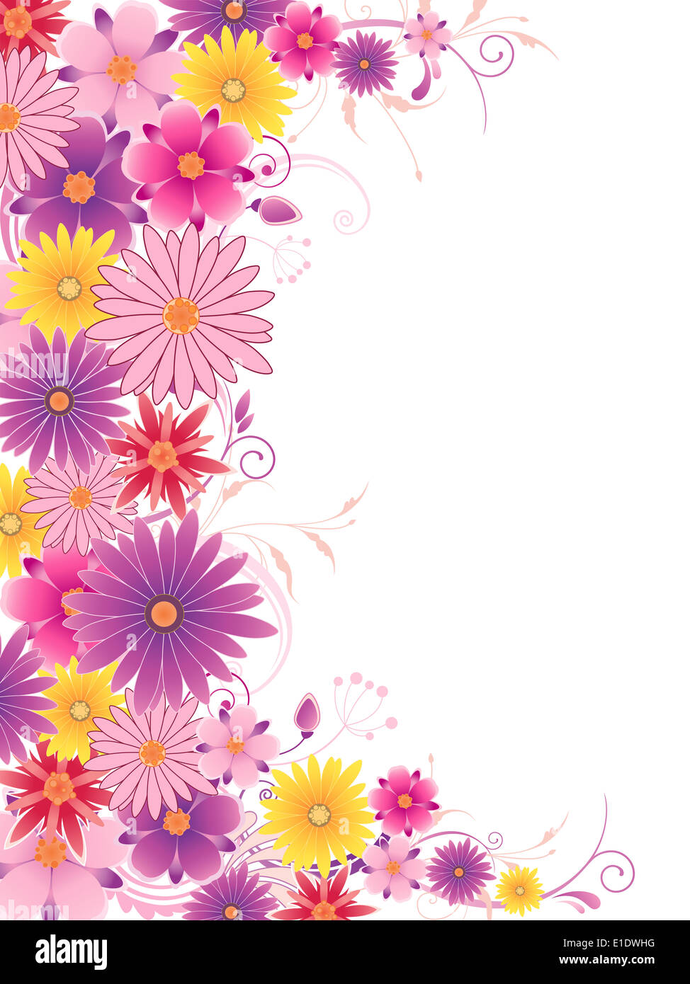 bright floral background with ornament and flowers Stock Photo - Alamy