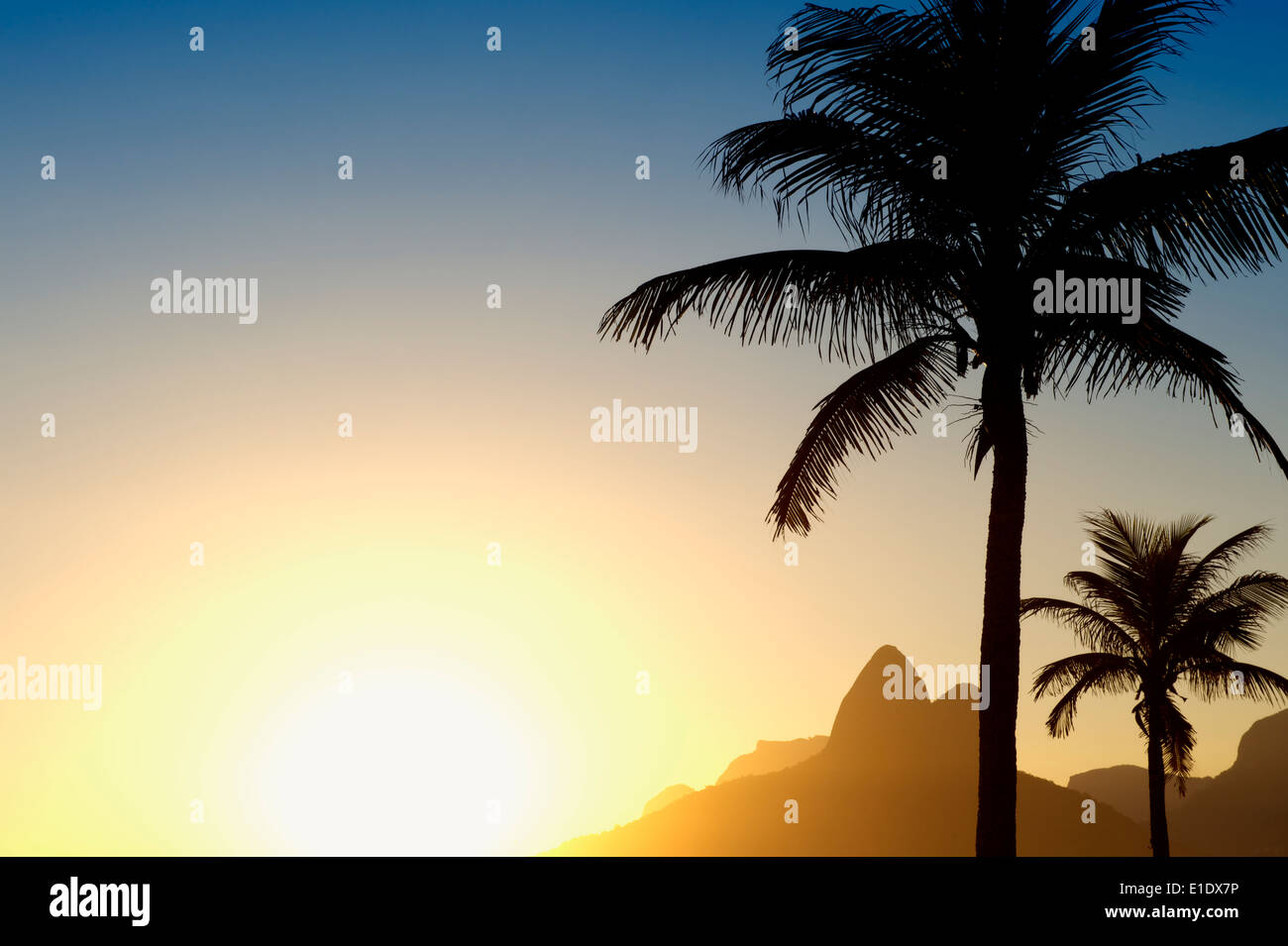 Sunset in Rio de Janeiro Ipanema Beach Brazil with Two Brothers Dois ...