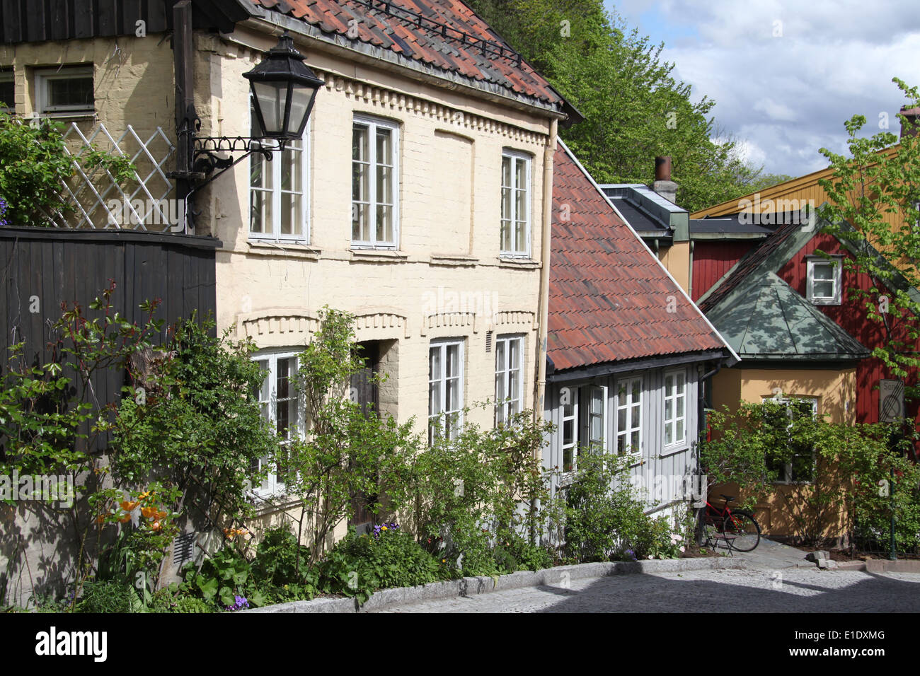 Old Wooden Houses in the Damstredet Neighbourhood of Oslo Stock Photo ...
