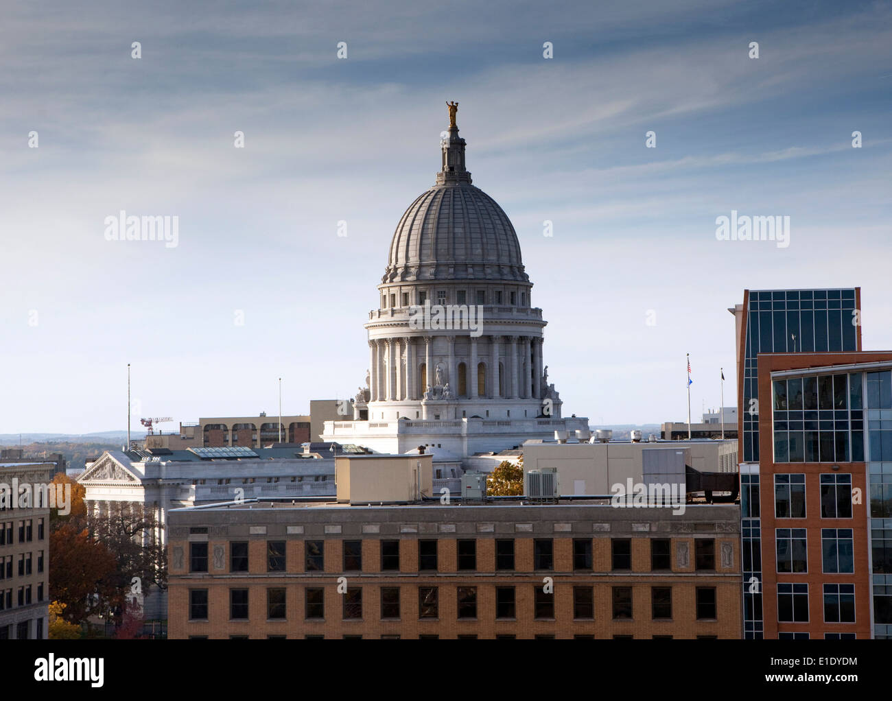 A view of the Wisconsin State Capitol building in Madison, Wisconsin ...