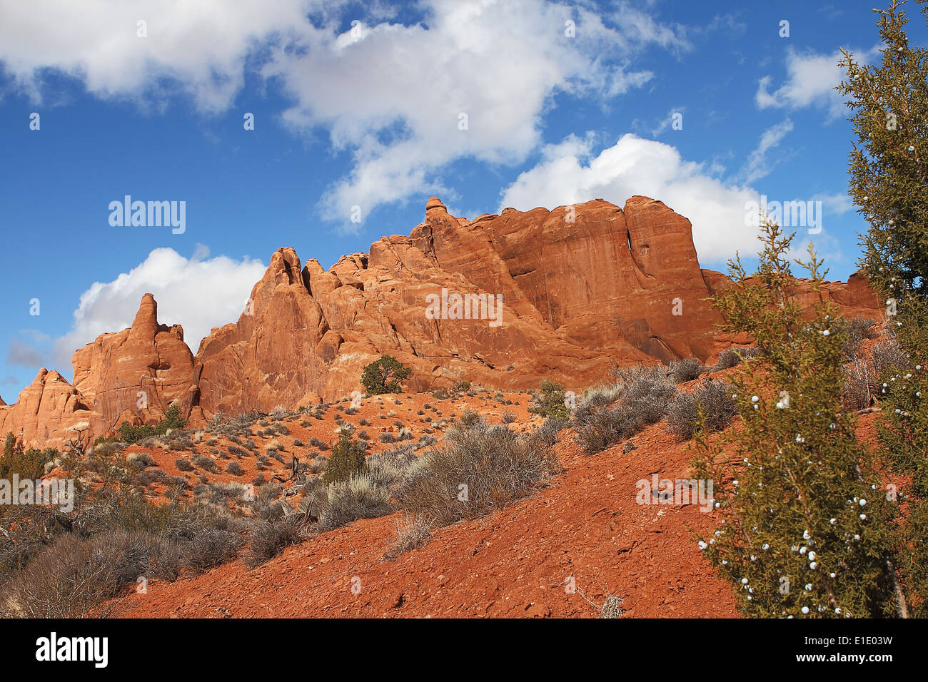 Beautiful sandstone buttes and arches in Arches National Park near Moab ...