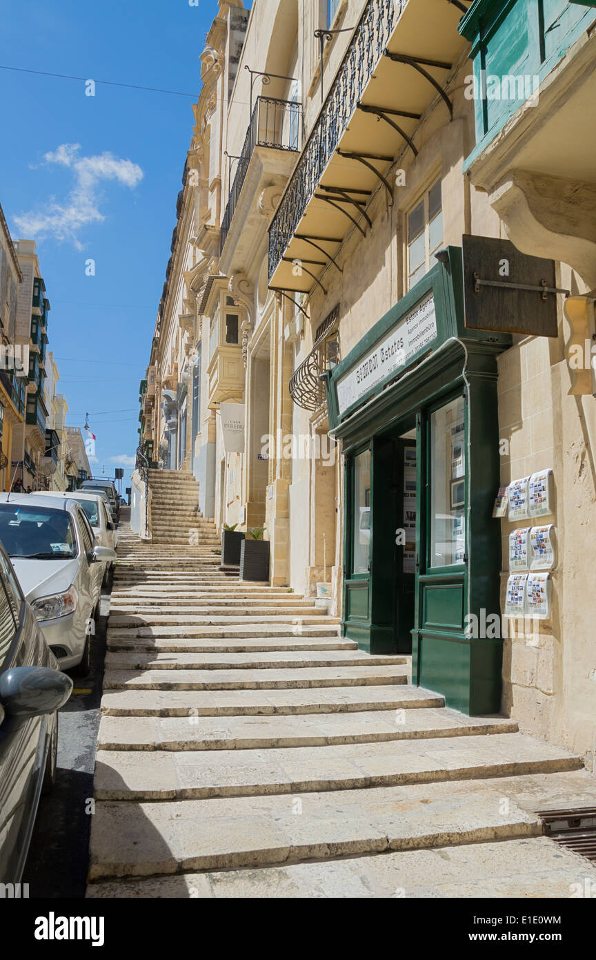 Valetta city street, steps, Malta, Europe Stock Photo - Alamy