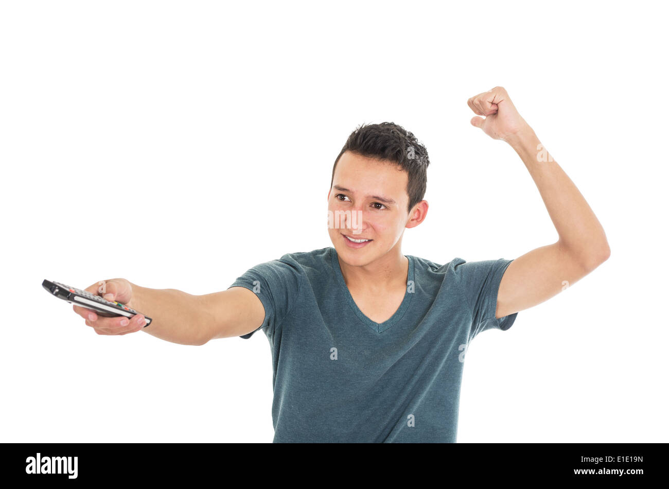 man with tv remote control Stock Photo - Alamy