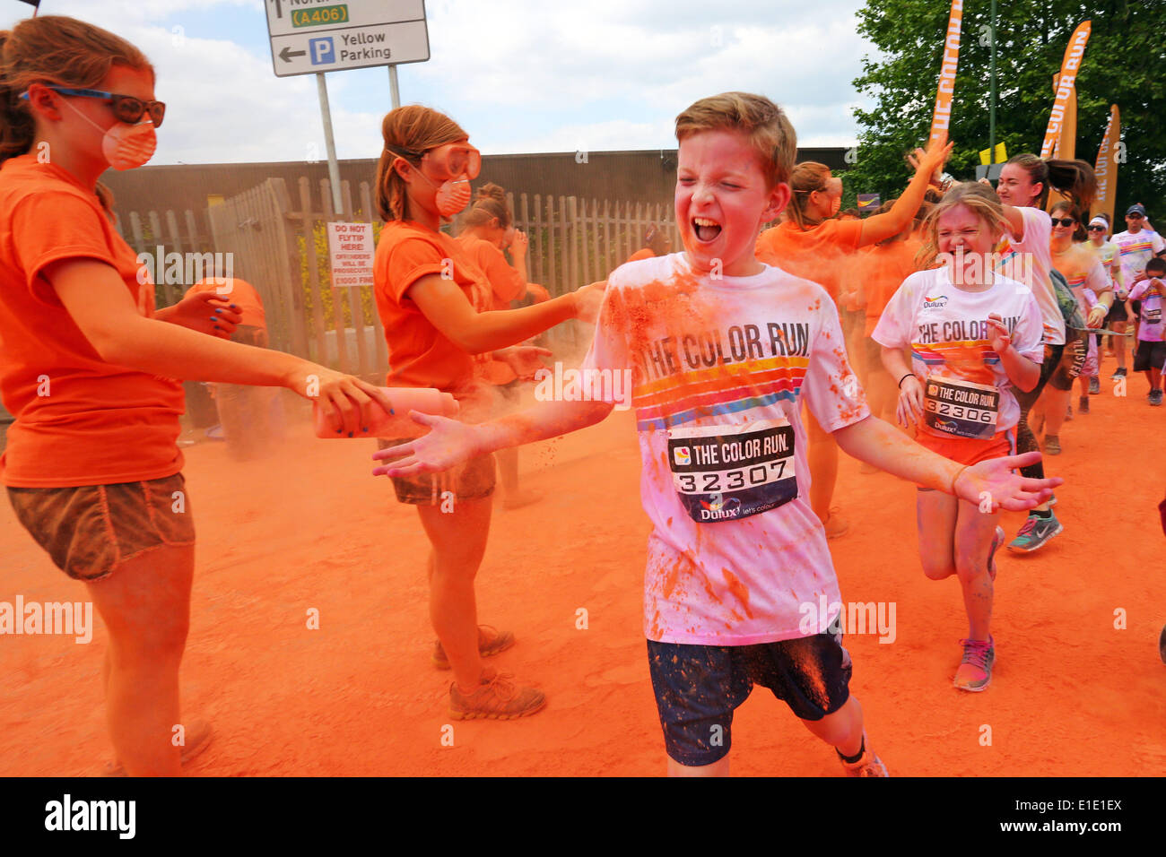 London, UK. 1st June 2014. Participants in the London Color Run ...