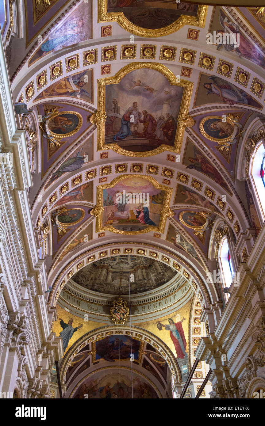 Gozo cathedral internal roof Citadel Victoria (Rabat) Malta Stock Photo ...