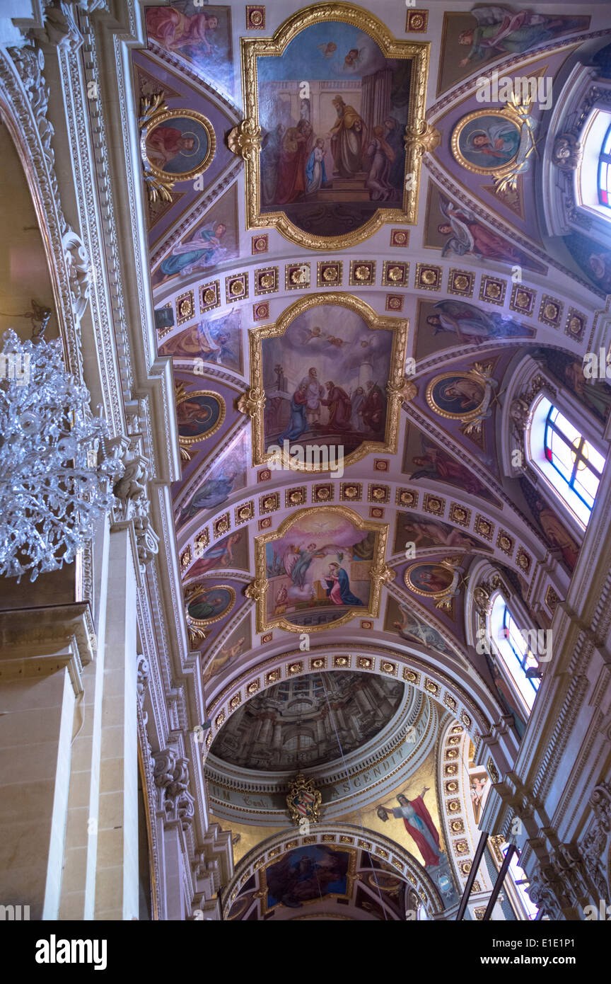 Gozo cathedral internal roof Citadel Victoria (Rabat Stock Photo - Alamy