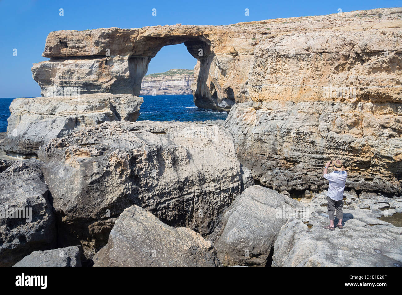 Azure window It-Torri Tad-Dwerjra tower Knights Gozo Malta Stock Photo ...