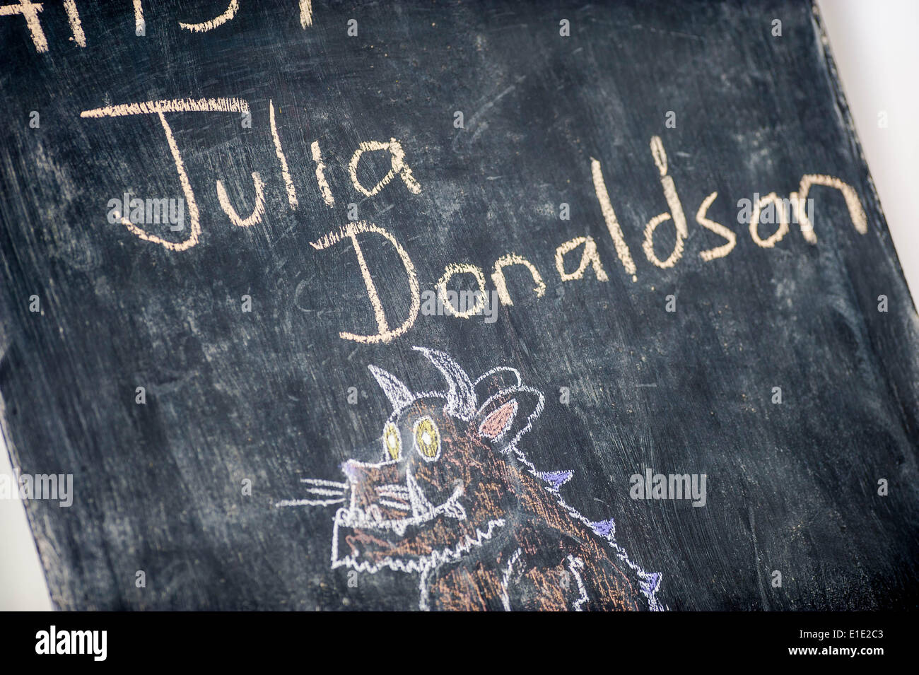 Sunday 1 June 2014, Hay on Wye, UK Pictured: A sign in the entrance to ...