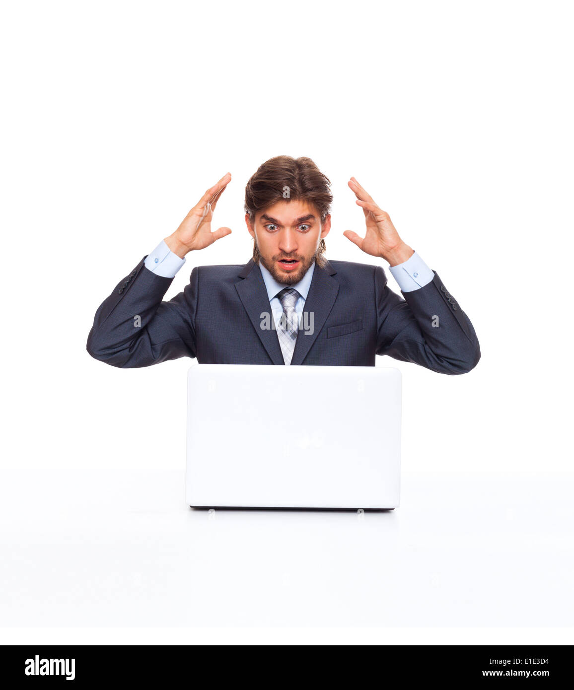 Laptop desk office businessman background Cut Out Stock Images ...