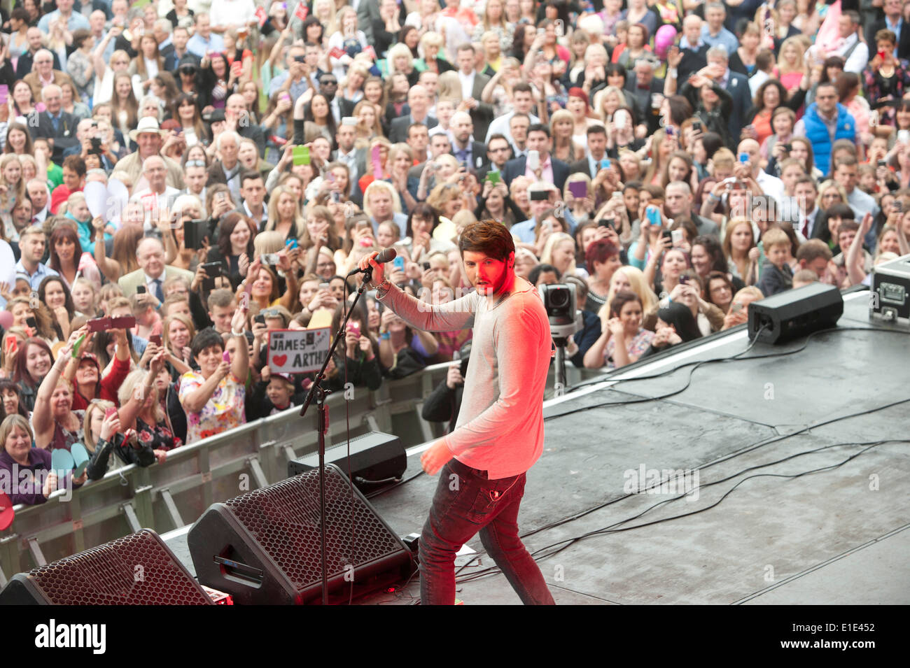X Factor winner James Arthur on stage at Newmarket July Course, after ...