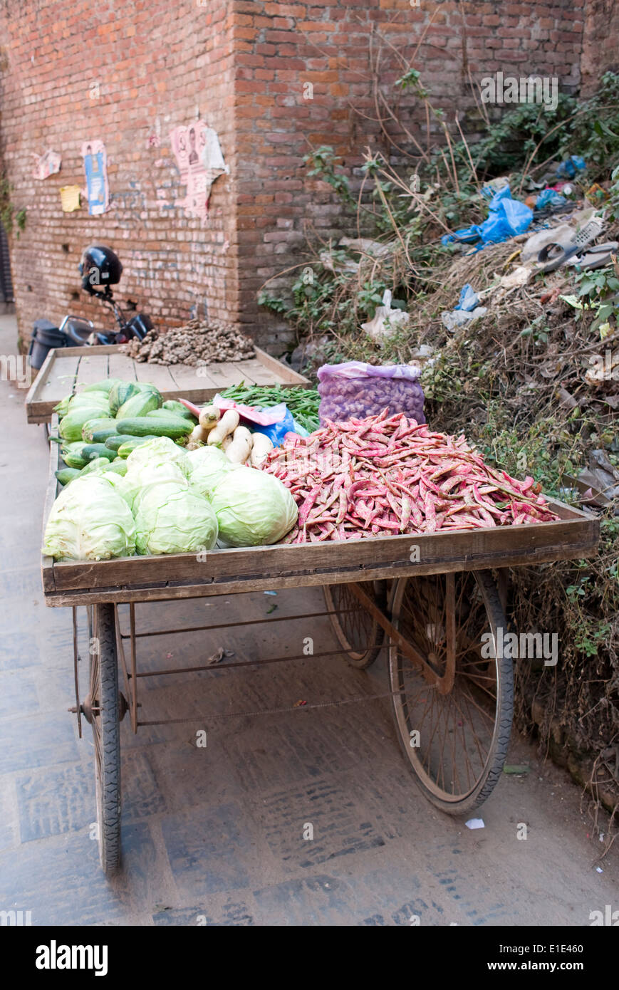 Food stall in the street of Patan city in Nepal Stock Photo - Alamy
