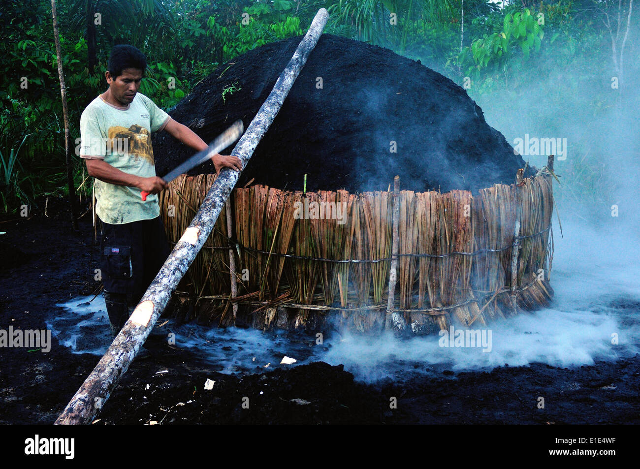 Making of charcoal by traditional method - Rainforest in Industria ...