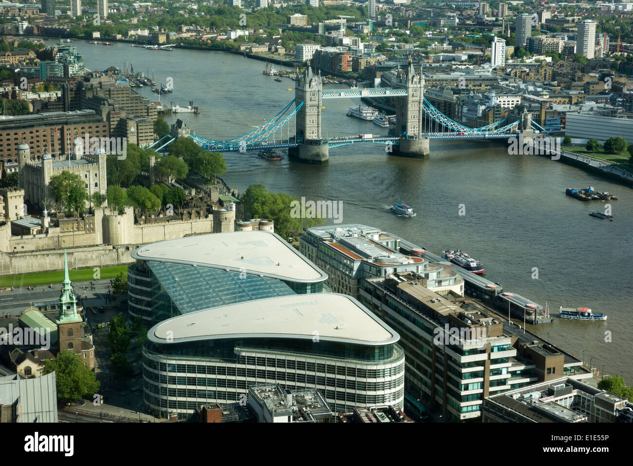 Central London aerial view of the Tower Bridge and the City Of London ...