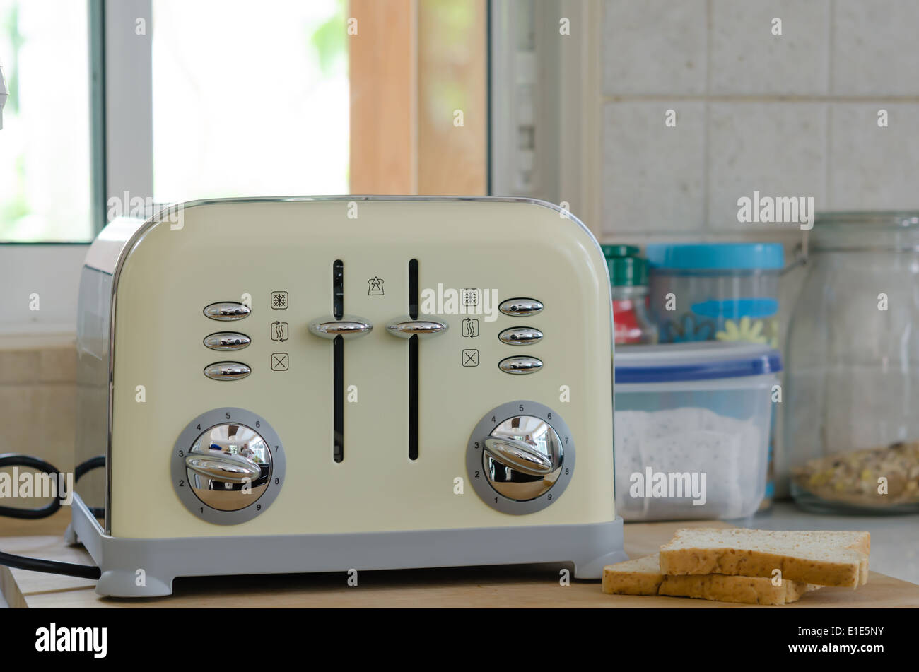 Modern design of the bread toaster in the kitchen interior Stock Photo ...