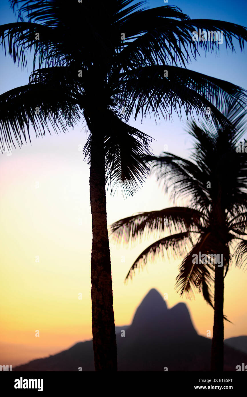 Sunset in Rio de Janeiro Ipanema Beach Brazil with Two Brothers Dois ...