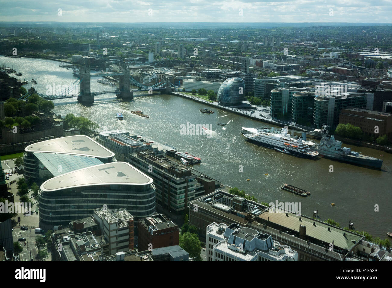 Central London aerial view of the Tower Bridge and the City Of London ...