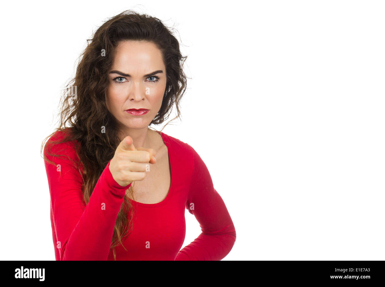 A very annoyed angry and irritated woman pointing towards camera ... A very annoyed angry and irritated woman pointing towards camera ...