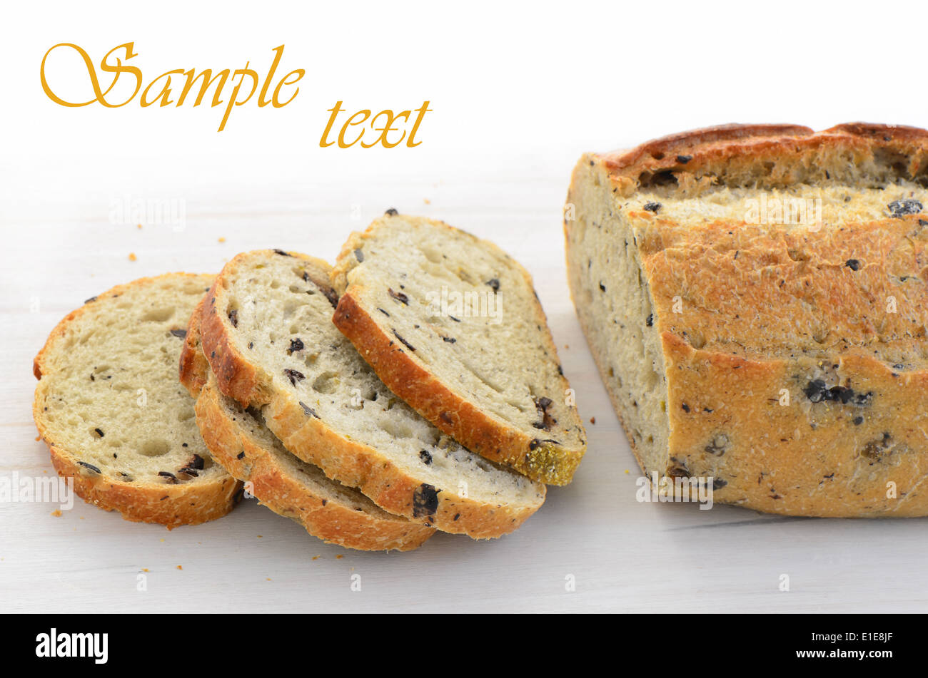 Freshly baked Italian three olive loaf Stock Photo - Alamy