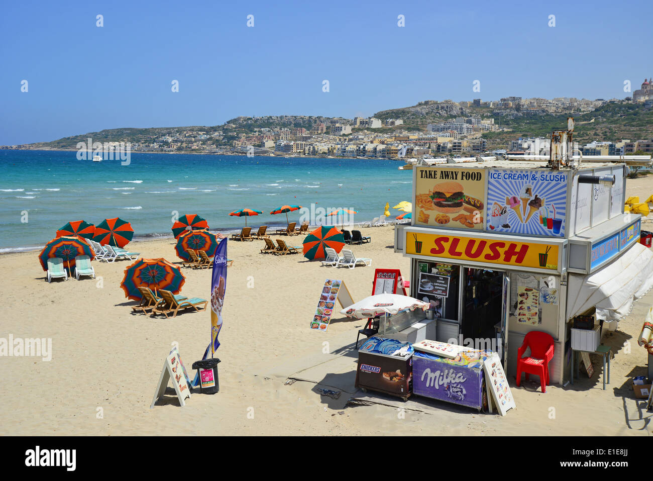 Beach view, Ghadira Bay, Mellieħa (il-Mellieħa), Northern District ...