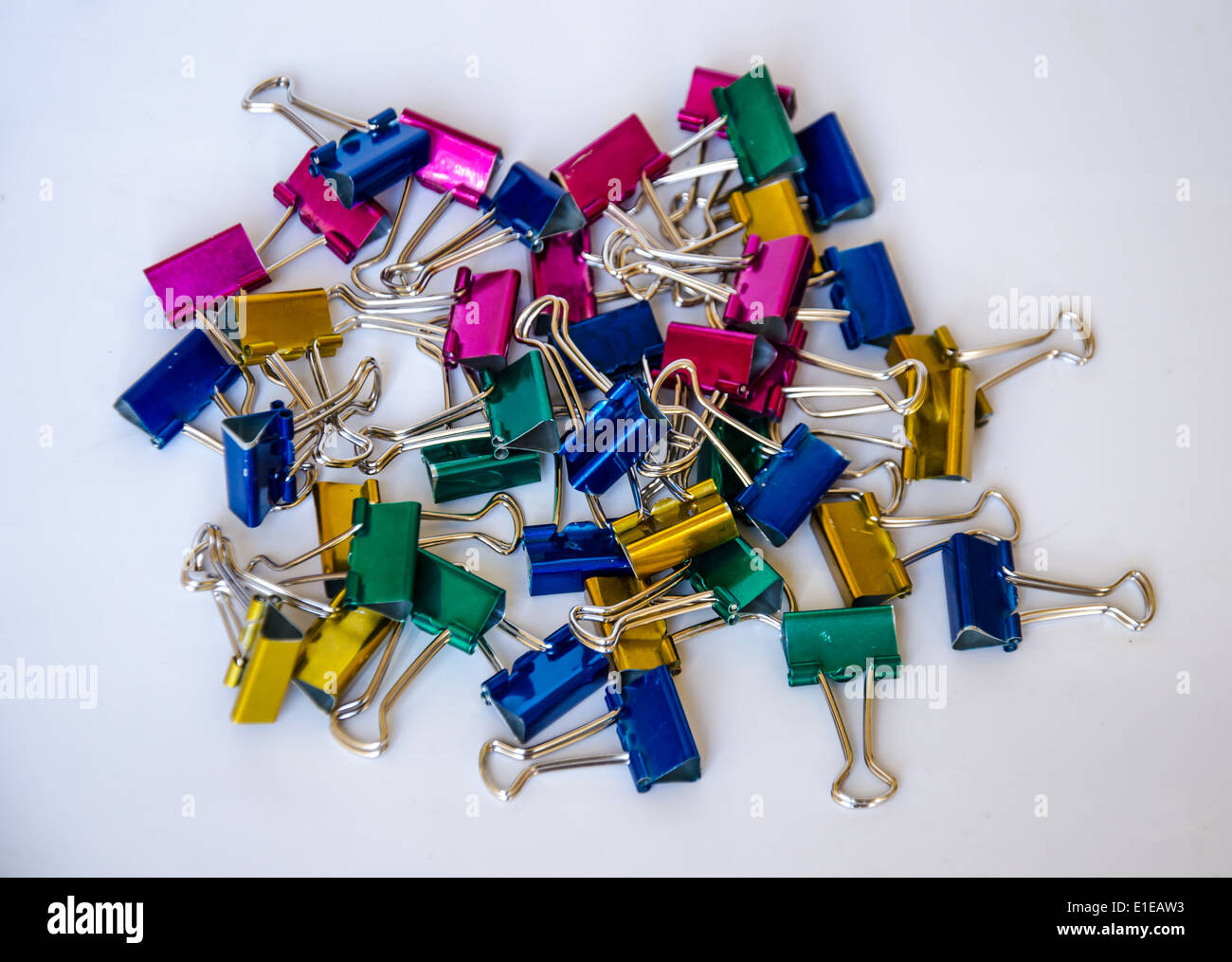 colorful of metal paper clip on white background Stock Photo - Alamy