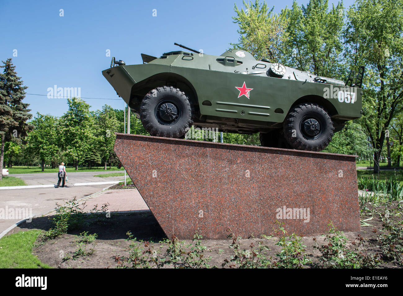 Soviet APC military vehicle as a monument in Petrovs'kyi district ...