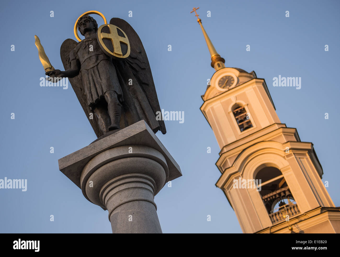 Archangel Michael statue in front of Cathedral of the Savior’s ...