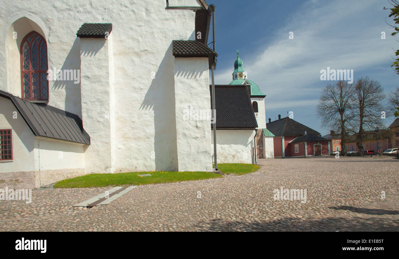 Porvoo old town, cathedral square Stock Photo - Alamy