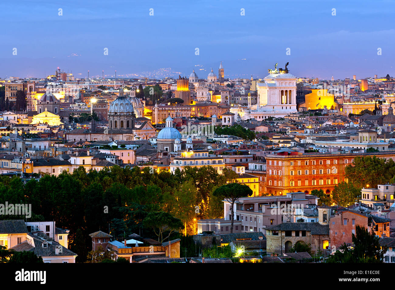 Panorama view of Rome city at dusk Stock Photo - Alamy