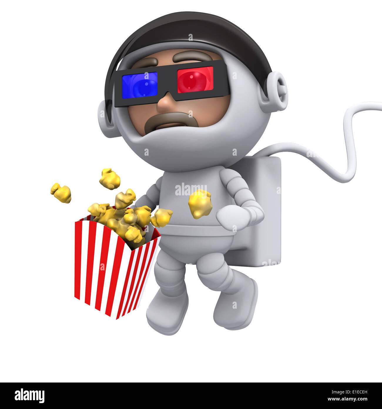 3d Astronaut is at the movies eating popcorn in zero gravity Stock ...