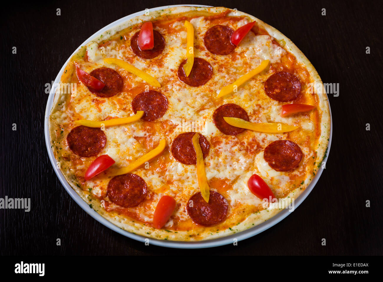 Meat pizza mozzarella salami hi-res stock photography and images - Alamy