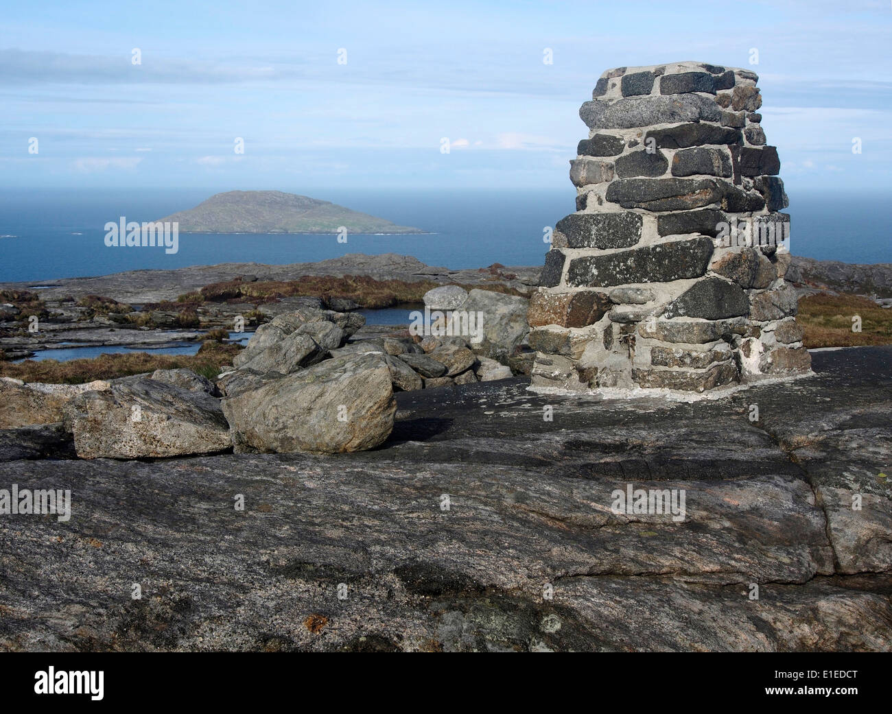 view towards Maol Domhnaich, Barra from summit trig point of Carn ...