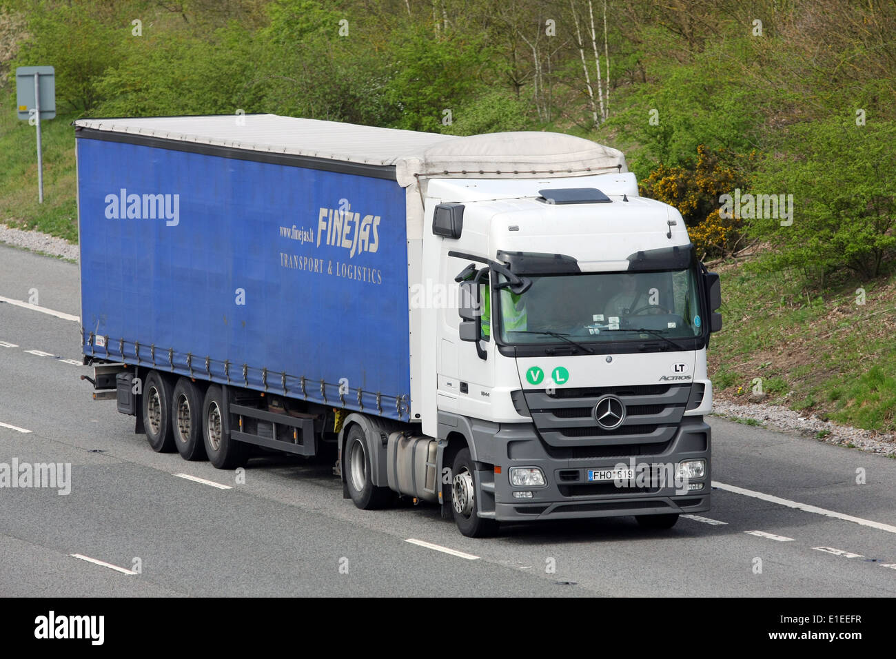 A Lithuanian Finejas truck traveling along the M20 motorway in Kent ...