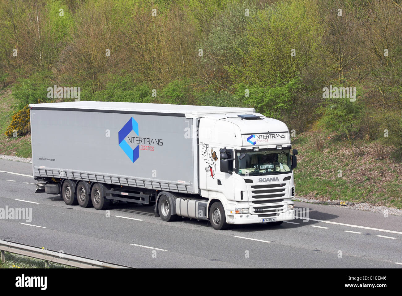 An Intertrans Logistics truck traveling along the M20 motorway in Kent ...