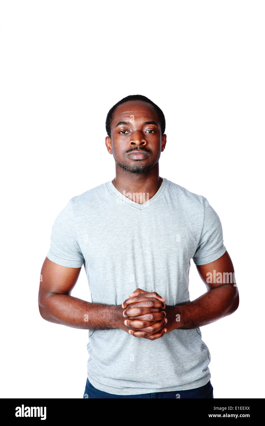 Portrait of a serious african man isolated on white background Stock ...